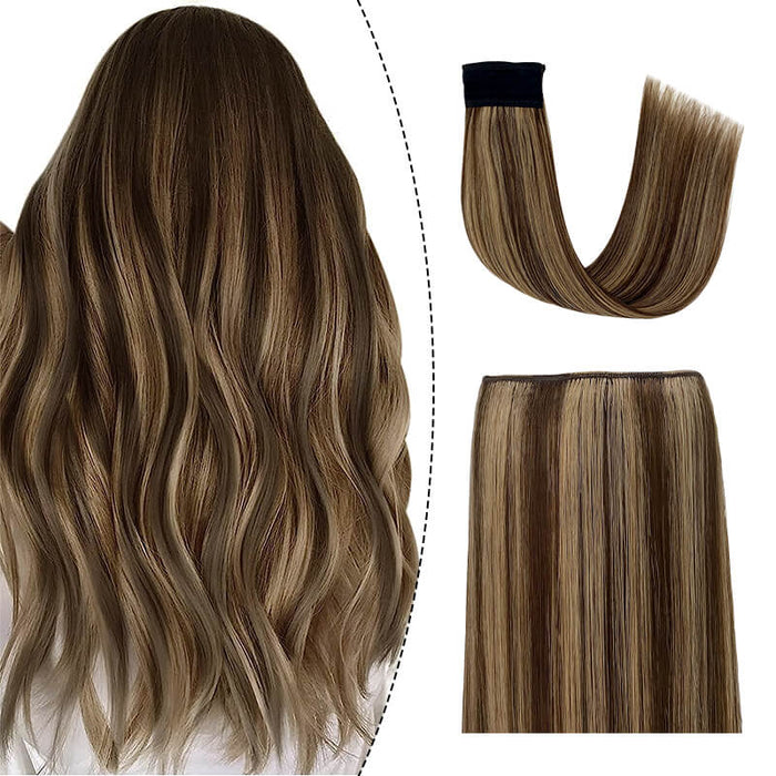 Brown/Blonde Highlight Halo Hair Extensions