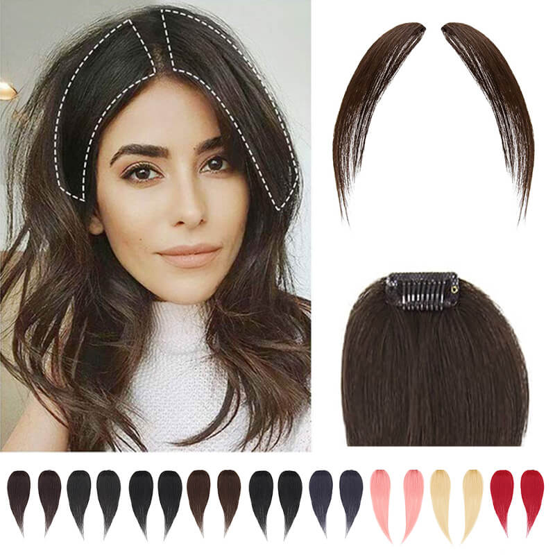 Single Clip In Human Hair Fake Bangs Hairpieces Full Fringe 2 Pcs