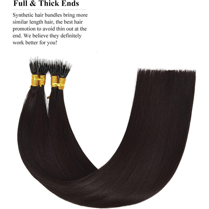 Training Hair, Nano Ring Bead Synthetic Extensions Straight 16 Inch