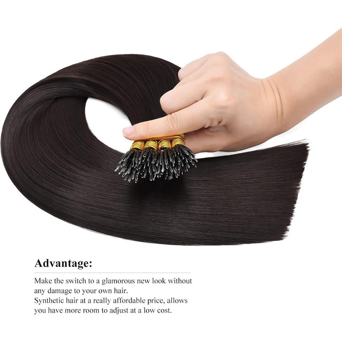 Training Hair, Nano Ring Bead Synthetic Extensions Straight 16 Inch