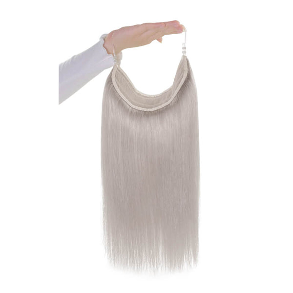 16-24" Grey Halo Extensions | Grey Human Extensions | E-LITCHI Hair