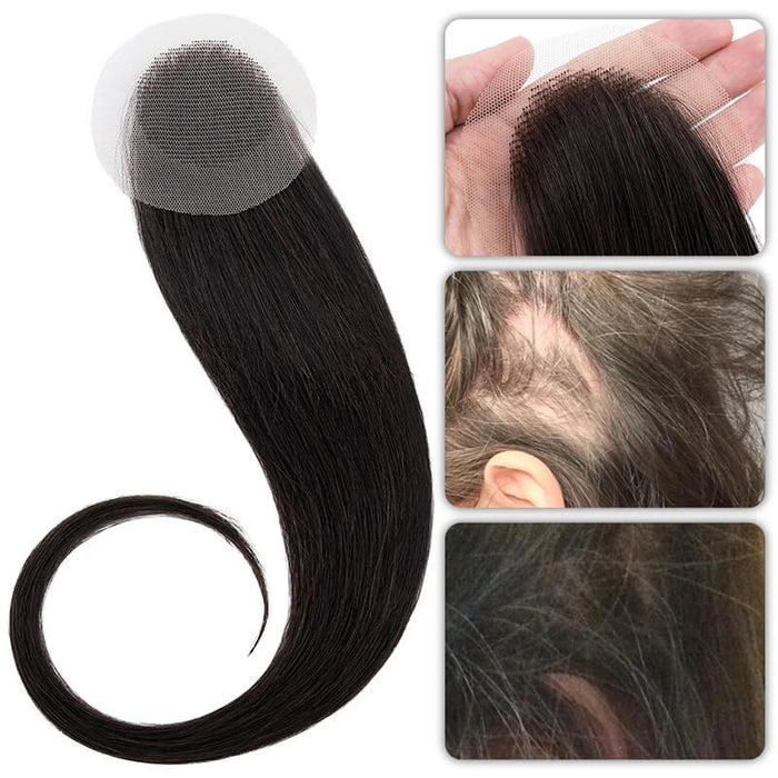 2×2" Human Hair Patches for Alopecia Areata – Lace/Skin Base