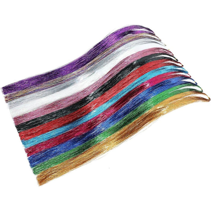 Rainbow Hair Extensions Tinsel Kit – 12 Colorful Glitter Strands