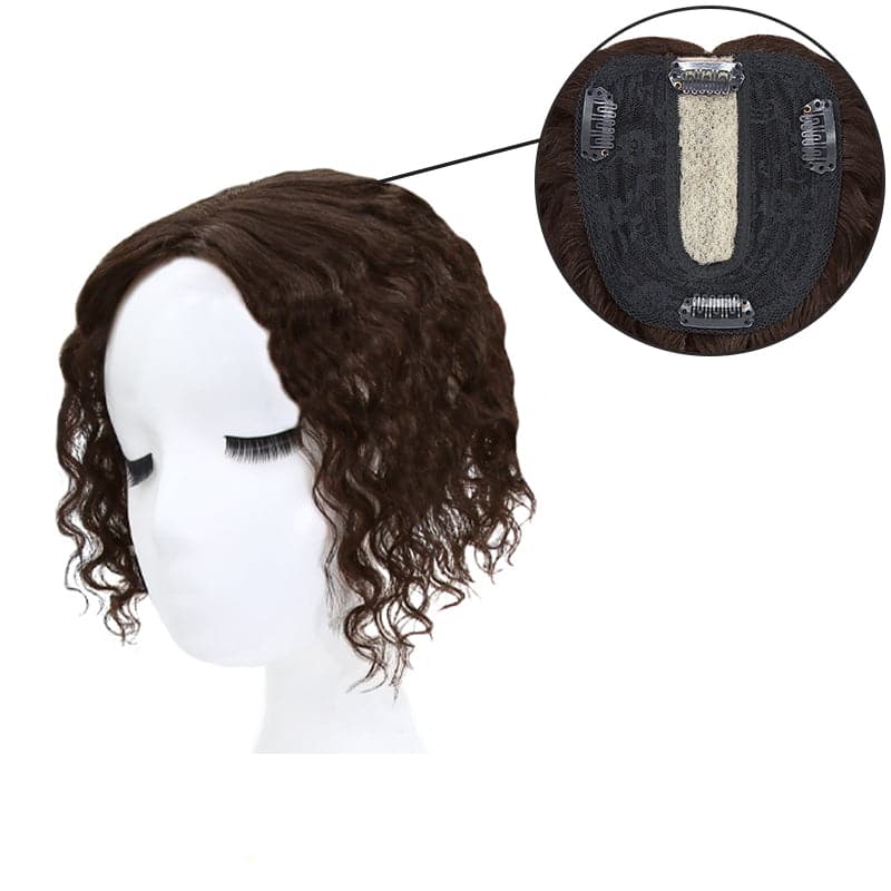 Best Wavy Human Hair Topper Silk Base Medium Brown|E-litchi