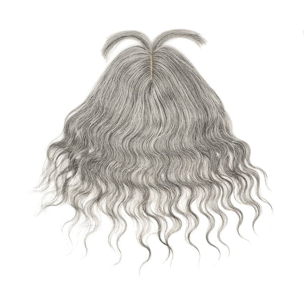 Best Salt and Pepper Grey Wavy Silk Base Topper | E-litchi