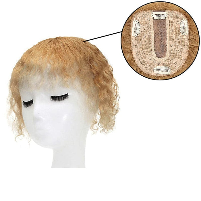 Curly Human Hair Topper 10×12cm with Bang | All Shades